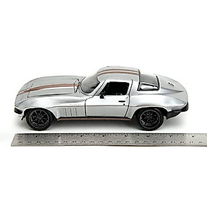 Big Time Muscle 1:24 1966 Chevrolet Corvette Stingray Die-Cast Car, Toys for Kids and Adults(Silver)