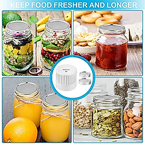 Electric Mason Jar Vacuum Sealer, All in One Vacuum Sealer for Jars Canning Sealer with Indicator Light Fits Wide-Mouth & Regular-Mouth Mason Jars, Handheld Vacuum Pump Includes 12 Jar Lids - White