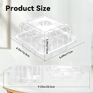 GothaBach 40 Pack 4-Compartment Clear Plastic Cupcake Boxes, 4-Cavity Cupcake Holders, Clear Cupcake Containers