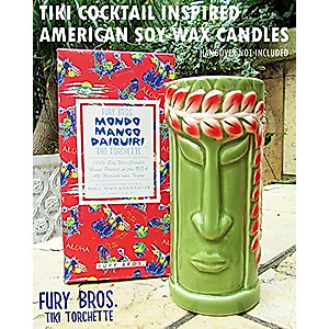 Tiki Torchette Candles from Fury Bros. | A 70-Hour Transport to The Tropics | Polynesian Painkiller - Pineapple, Coconut Cream, and Rum |Soy Wax, Vegan Friendly | Hand Poured in The USA, 12 oz