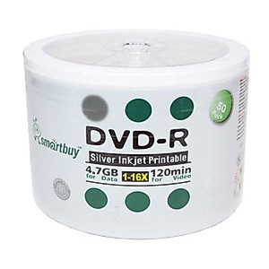 Smart Buy 3000 Pack DVD-R 4.7gb 16x Silver Printable Inkjet Blank Record Disc, 3000 Disc 3000pk