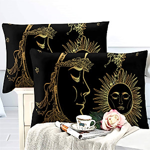3D Bedding Set Sun and Moon Bedding Print Twin Full Queen King Bedclothes Duvet Cover Set bedlinen (Queen, Sun)