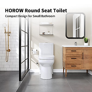 HOROW HT100S Small Toilet 25" L x 13.4" W x 28.4" H One Piece Short Toilet for Compact Bathroom, Tiny Mini Space Saving Toilet with Soft Closing Seat, White Toilet Bowl
