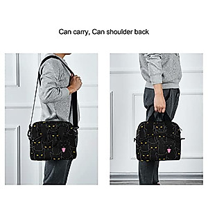 Sinestour Insulated Lunch Bag Reusable Cooler - Cute Black Cats Lunch Box Adjustable Shoulder Strap for School Office Picnic Adults Men Women