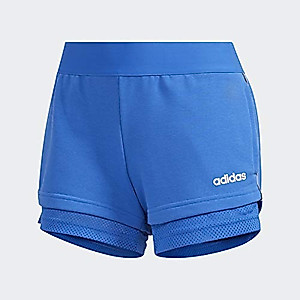 adidas Women's Essentials Material Mix Shorts Blue/White X-Large
