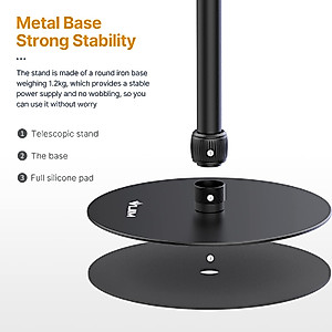 jusmo LS09 Aluminum Projector Floor Stand for Nebula/XGIMI/Other Video Projectors, Mevo Camera Stand, 16.5-34.6inch Adjustable, Compatible with Projector/Camera/Phone/GoPro/Webcam/Lights