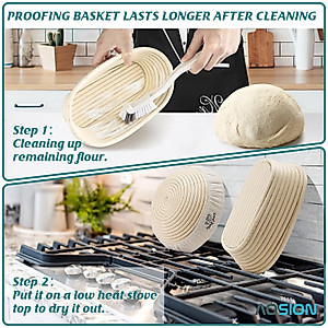 Banneton Bread Proofing Basket Set of 2,Sourdough Starter Kit,9" Round & 10" Oval,Sourdough Proofing Basket for Bread Making Kit,Bread Making Tools and Supplies,Gift for Bakers (9'' ROUND & ROUND)