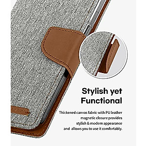 GOOSPERY Canvas Wallet Designed for Apple iPhone 13 Wallet Case, Stylish Denim Fabric Design [3 Card Slots & 1 Side Cash Pocket] [Standing Feature] Card Holder Flip Phone Cover - Gray