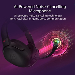 ASUS ROG Strix Go 2.4 Electro Punk Wireless Gaming Headphones with USB-C 2.4 GHz Adapter | Ai Powered Noise-Cancelling Microphone | Over-ear Headphones for PC, Mac, Nintendo Switch, and PS4