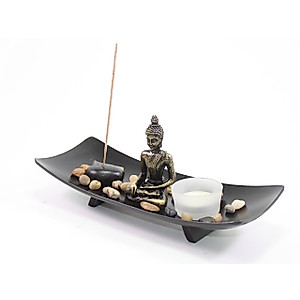 Tabletop Thai Buddha Zen Garden Rock Candle Holder Home Decor Relaxing Tranquility Gift