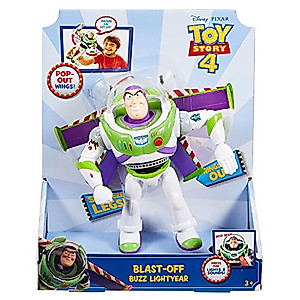 Disney Pixar Toy Story 4 Blast-Off Buzz Lightyear Figure, 7 in / 17.78 cm-Tall, with Lights, Phrases, Sounds and Pop-Out Wings, Gift for Kids 3 Years and Older [Amazon Exclusive]