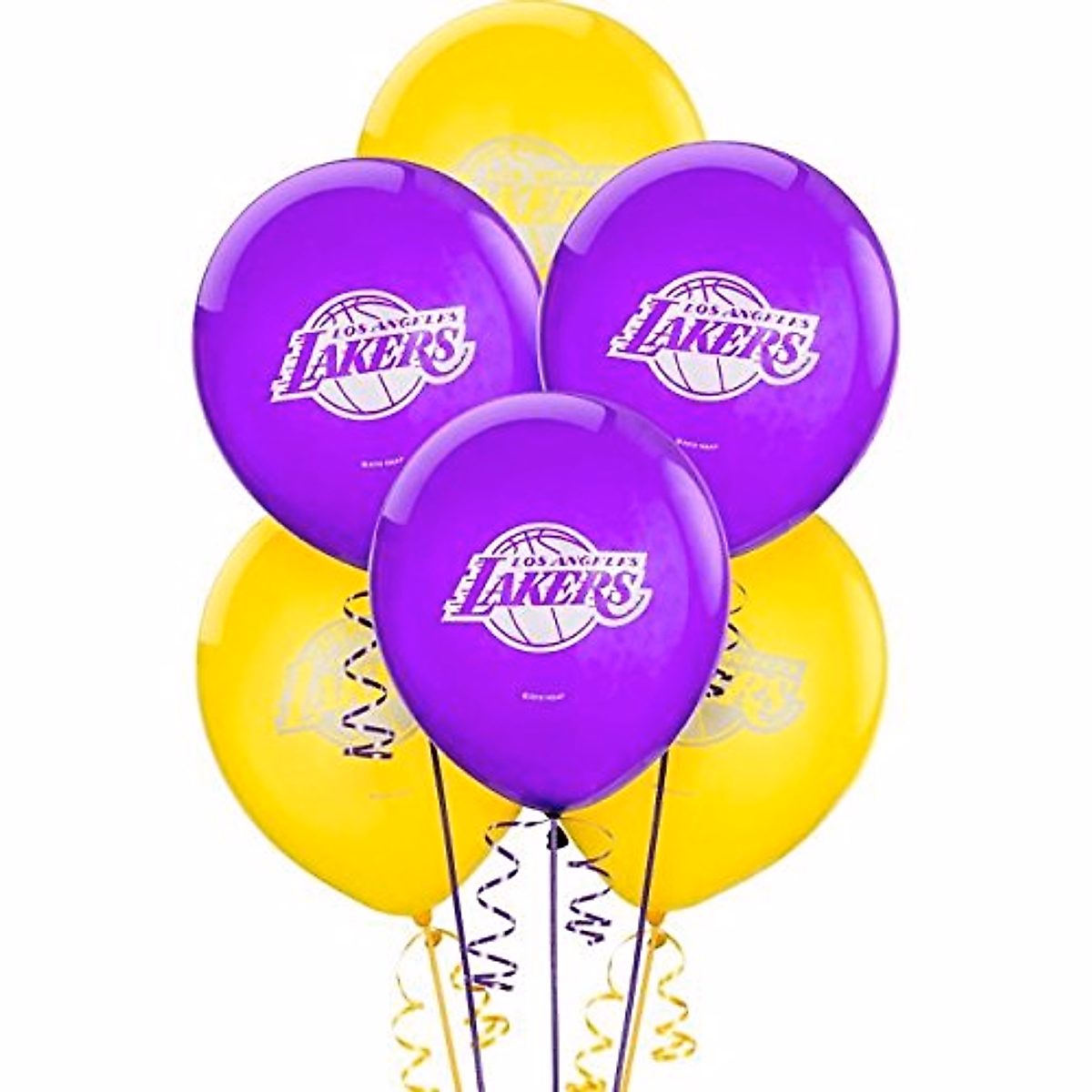 Amscan LA Lakers Printed Latex Balloons - 12', 6 Pcs (Pack of 2)
