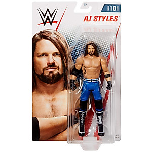 WWE AJ Styles Action Figure in 6-inch Scale with Articulation & Ring Gear, Series #101