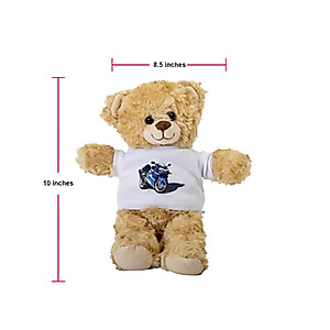 SpreadPassion Motorcycle Teddy Bear, Gift Stuffed Animal, Plush Teddy Bear with Tee, Welcoming Baby Gift, Gift for Her, Gift for Newborn, Cute Birthday Christmas Basket Gift Idea