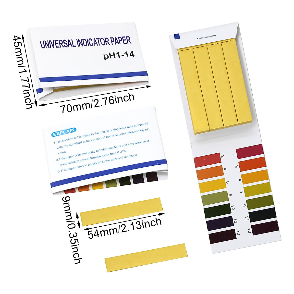 Honbay 10 Pack 800 Pieces PH Test Strips Universal Litmus Indicator Full Range 1-14 pH Testing Paper Universal pH Test Litmus Paper pH Testing Strips for Water Wine Saliva Urine Soil Food Fish Tank