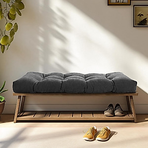 Focuprodu Bench Cushion 36 inch, Bench Cushions for Indoor Furniture, Durable Stain Resistant Outdoor/Indoor Bench Seat Cushion(36x14x4 inch, Dark Gray)