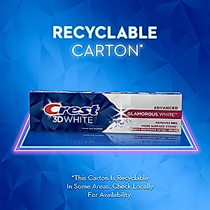 Crest 3D White Advanced Glamorous White Teeth Whitening Toothpaste, 3.8 oz, Pack of 3