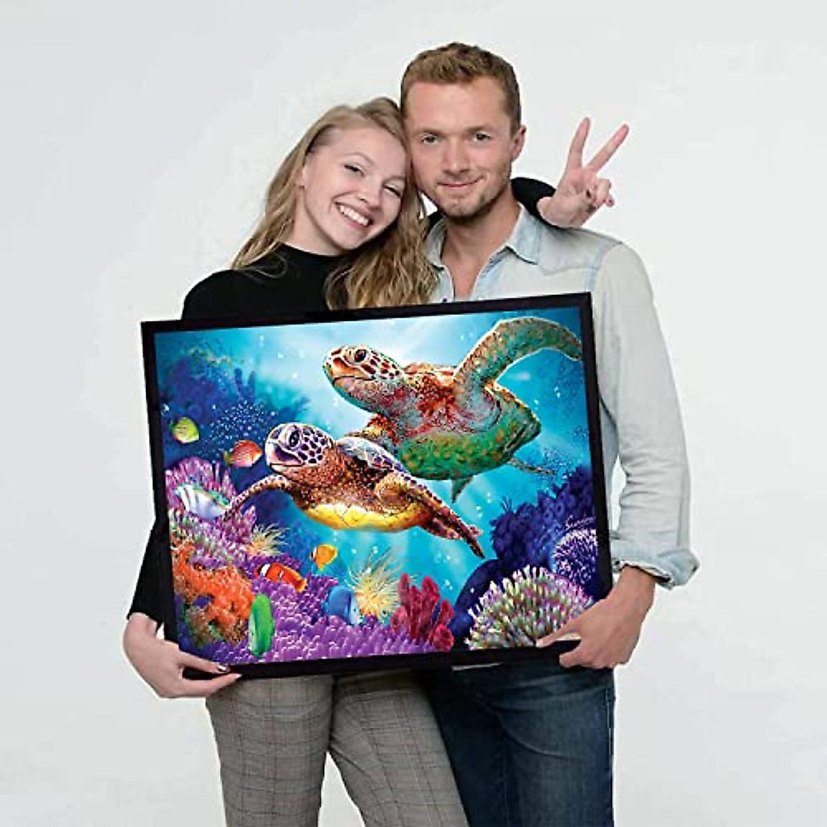 VIGEGU Paint by Number for Adults,Painting by Numbers Kits On Canvas,Without Frame DIY 4 Pack Cow Elephant Sea Turtle Moth Oil Painting Acrylic Paints Home Decor 12x16 inch