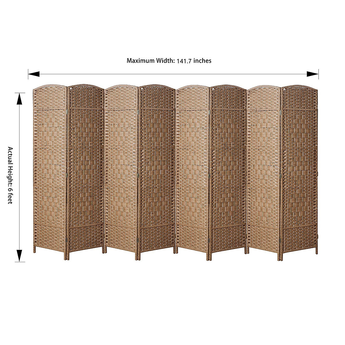 Cocosica 8 Panel Room Divider,6Ft Folding Privacy Screen,Tall - Extra Wide Foldable Panel Partition Wall Divider with Diamond Double-Weaved Hand-Woven Design Room Screen Divider