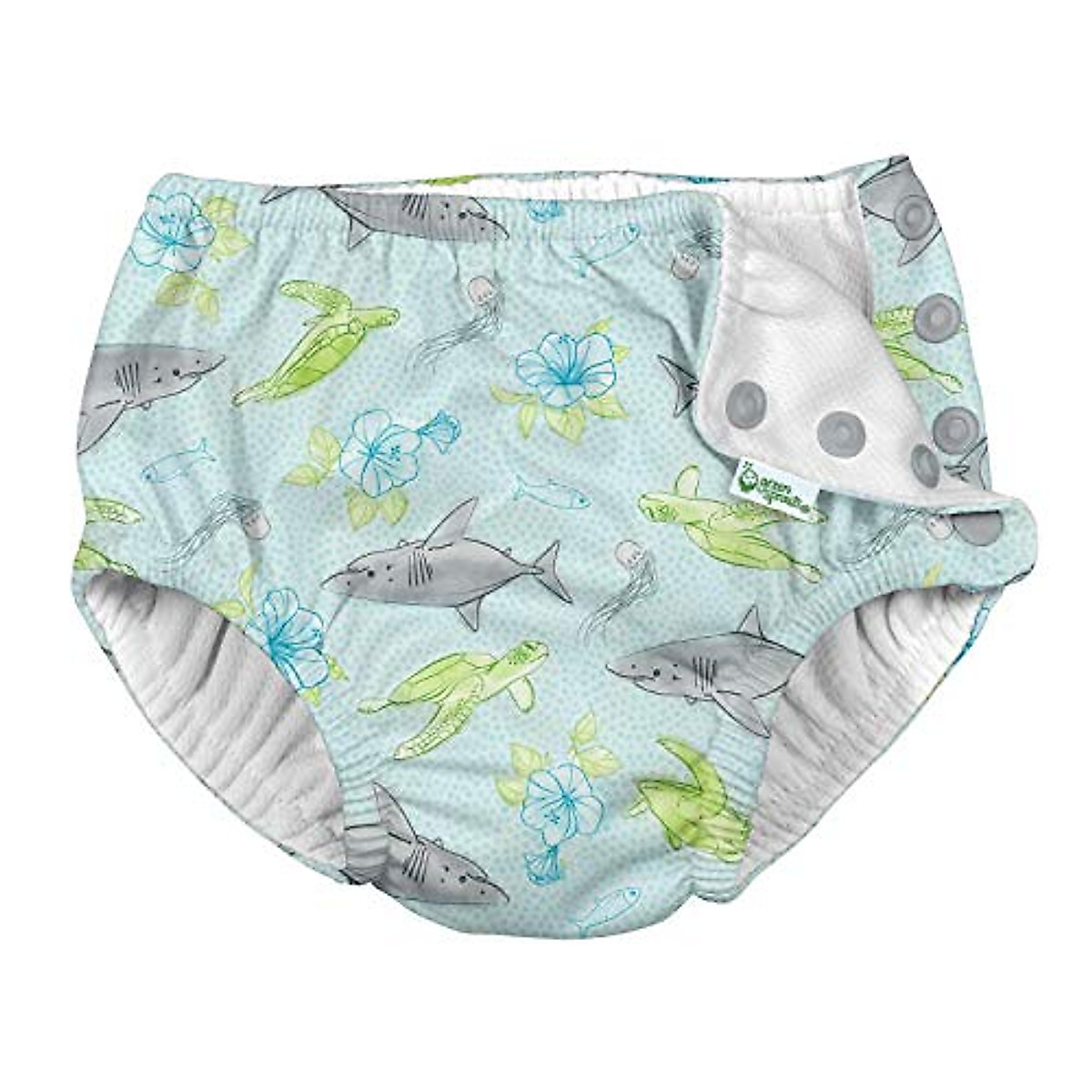 i Play Boys Reusable Absorbent Baby Swim Diapers Light Aqua Shark Sealife 3T