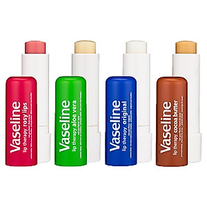 Vaseline Lip Therapy Variety 4-Pack, Moisturizing Lip Balm with Vitamin E, 0.16 Oz Ea
