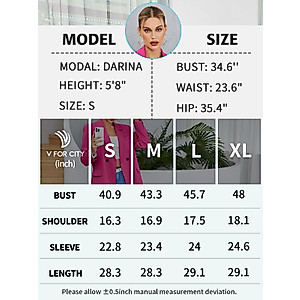 V FOR CITY Blazers for Women Business Casual Long Sleeve Open Front Lapel Button Work Office Blazer Jacket with Pockets