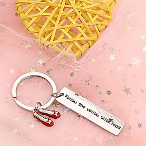 PLITI High School Graduation Gift for Her Follow The Yellow Brick Road Red Shoes Keychian Follow Your Dreams Motivational Inspirational Gift (Follow Brick Road Key)