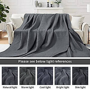HOMBYS Cotton Waffle Blanket Oversized King 120x128 in, Huge Breathable Waffle Weave Family Blanket for All Season, Large Grey 10x10 Lightweight Throw Blankets for Couch, Bed, Sofa