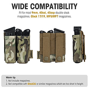 VISMIX Pistol Magazine Pouch, Double 9mm Mag Pouch with Quick Release Kydex Insert and MOLLE Compatible (Camo)