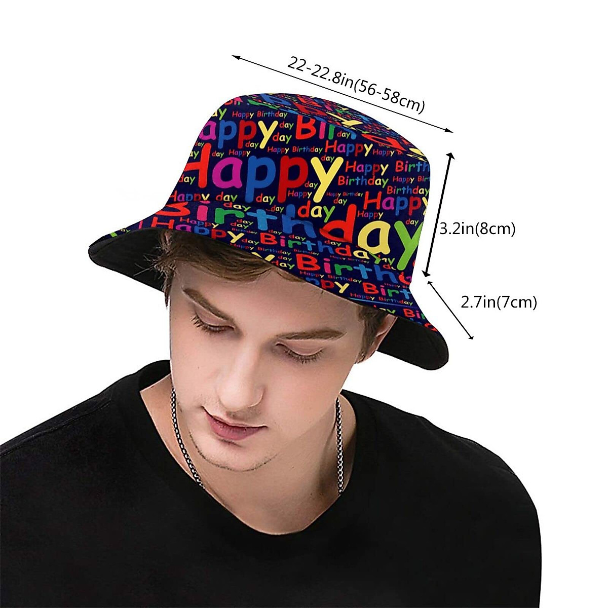 Happy Birthday Bucket Hat Fisherman Hat Beach Travel Sun Hat Outdoor Cap for Unisex Men Women