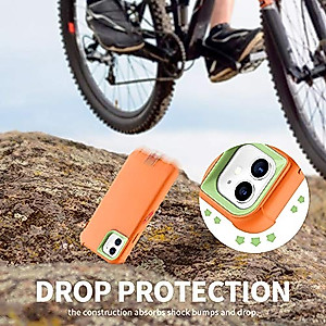 Sansunto for iPhone 11 Case Orange, Silicone Durable Protective Case,Heavy Duty Shockproof Full Body Case 3in1 Hard PC Bumper and Back Cover for iPhone 11 6.1 inch (Orange/Matcha Green)