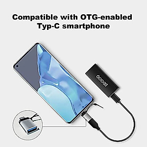 PDOOQ Portable SSD, External SSD Read up to 500MB/s & Write up to 450MB/s USB 3.1 Type-c Ultra-Slim External Solid State Drive (250GB)