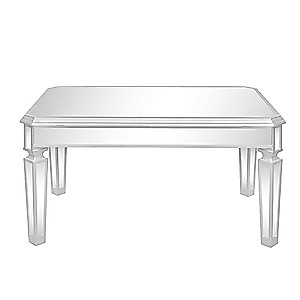 HomVent Mirrored Coffee Table Silver Living Room Table with Adjustable Legs Glass Central Table Cocktail Table for Living Room