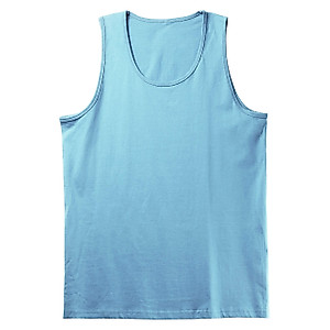 Hat & Beyond Men's Tank Top - Soft Muscle Tee for Boxing & Gym, Medium (Pacific Blue)