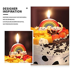 Rainbow Happy Birthday Candle,Colorful Cute Cloud Candles,Creative Fun Long Thin Baby Kids Children Candles,Party Supplies,Cake Decoration
