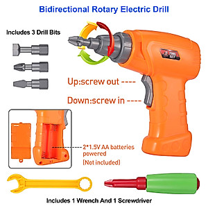 Haifeng STEM Educational Toys for 3-8 Year Old, Creative Mosaic Drill Set for Kids, DIY Electric Drill Puzzle Toys, 3D Construction Games with Toy Drill, Engineering Building Kits for Boys and Girls
