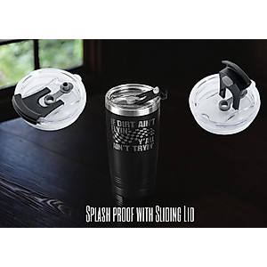 Onebttl Dirt Track Racing Gifts For Men, Gifts for Dirt Racing Lover, 20 oz/590 ml Stainless Steel Insulated Tumbler with Straw, Lid, If Dirt ain't Flyin' Y' All ain't Tryin'