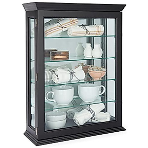 Displays2go 21" Countertop/Wall Mount Display Case, Adjustable Shelves, Locking - Black (DCC2128BK2)