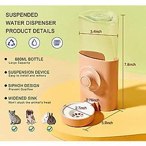 Calymmny Large Rabbit Water Bottle, 20oz Hanging Automatic Water Dispenser by Gravity Flow for Bunny Chinchilla Guinea Pig Ferrets (BLUE)