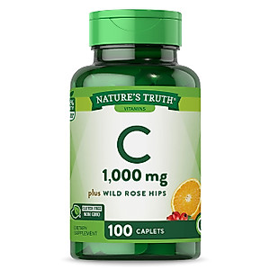 Vitamin C with Rose Hips 1000 mg | 110 Caplets Vegetarian, Non-GMO, Gluten Free | By Nature's Truth