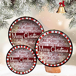 hadaaya Pack of 3 Round Nesting Tins with Clear Lids, Festive Holiday Cookie Tins for Treats & Gifts, Multipurpose Storage Container for Cookies, Snacks & More - Featuring Merry Christmas Text On Lid