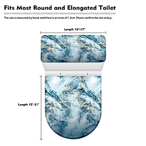 TODIYADDU Marble Print Toilet Tank Covers Elongated Toilet Lid Covers Universal Toilet Cover Set for Bathroom Fits Most Toilet Tanks & Lids Easy Install Travel-Friendly Toilet Lid & Tank Covers-1
