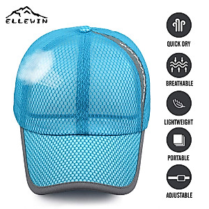 ELLEWIN Unisex Breathable Full Mesh Baseball Cap Quick Dry Running hat Lightweight Cooling Water Sports Hat