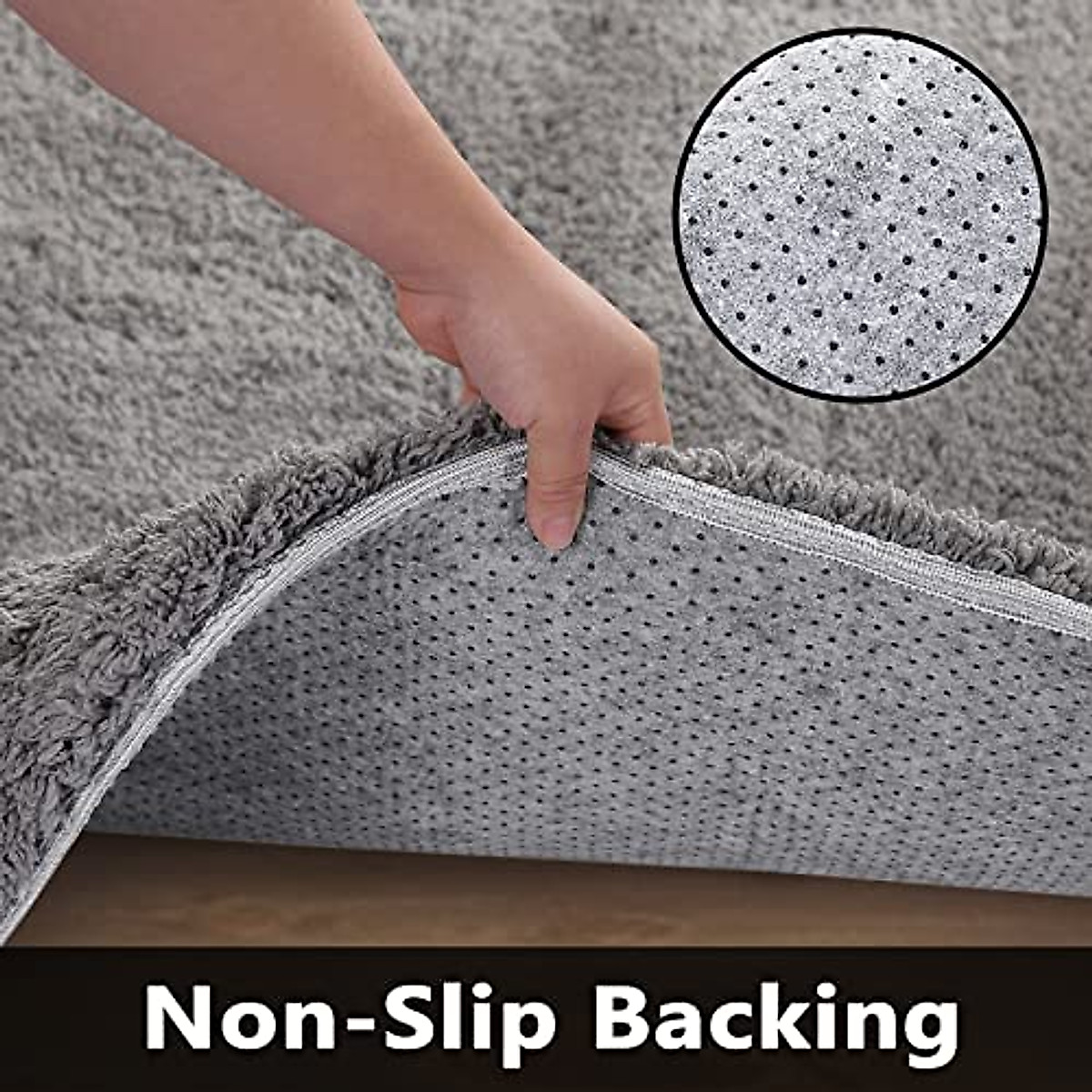 CAROMIO Soft Shaggy Rugs Plush Indoor Modern Faux Fur Area Rugs for Bedroom Luxury Fluffy Carpets Non-Slip Nursery Rugs Shag Rug Home Decor for Living Room Floor Kids Rooms, Light Grey, 4' x 6'