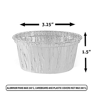 PARTY BARGAINS 4 oz Premium Aluminum Foil Muffin Liners - 100 Pack, 3.5'' Inch Round Ramekins for Cupcakes, Disposable, Freezer & Oven Safe Cupcake Baking Cups (Max 240°C)
