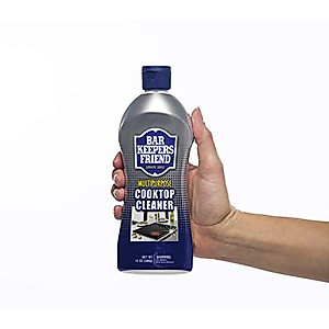 BAR KEEPERS FRIEND Multipurpose Cooktop Cleaner (13 oz) - Liquid Stovetop Cleanser - Safe for Use on Glass Ceramic Cooking Surfaces, Copper, Brass, Chrome, and Stainless Steel and Porcelain Sinks']
