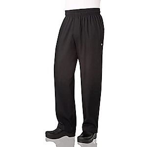 Chef Works Men's Essential Baggy Zip-Fly Chef Pants, Black, Large