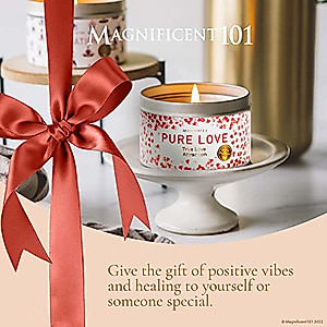 Pure Love Aromatherapy Candle for Love Attraction, Romance - Sage Rose Lavender Scented, Natural Soybean Wax Tin for Purification & Chakra Healing