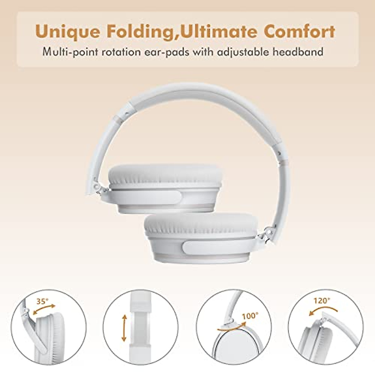 Srhythm NC25 Active Noise Cancelling Headphones Bluetooth 5.3,ANC Stereo Headset Over-Ear with Hi-Fi,Mic,50H Playtime,Voice Assistant,Low Latency Game Mode