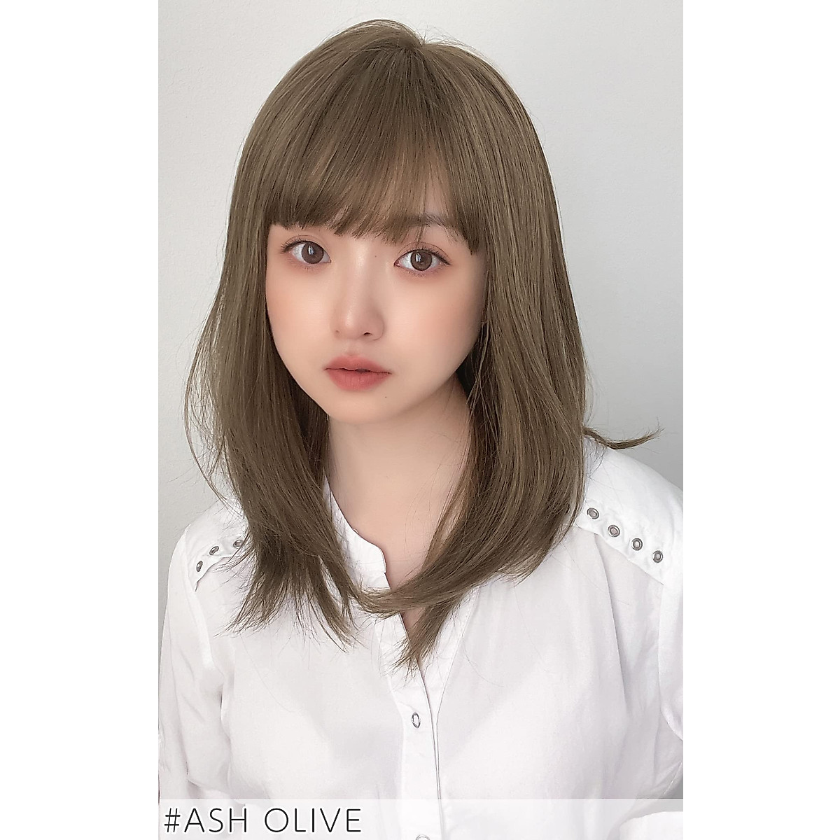 ブライトララ BRIGHT LELE Natural Full Medium Straight Hair With Bangs Wigs for Women Synthetic Curly Hair Wig for Daily Party Cosplay Wig HF1573-uk